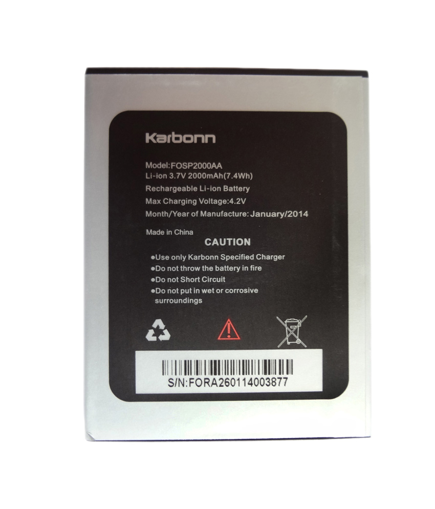 Karbonn A26 Battery Original Karbonn FOSP2000AA 2000mAh Batteries