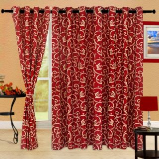 Cortina Beautiful Maroon Door Curtain (Set Of 2)