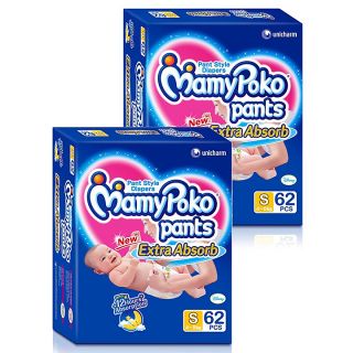 Mamy Poko Small Size Diapers - (2 Packs, 62 Count Per Pack)