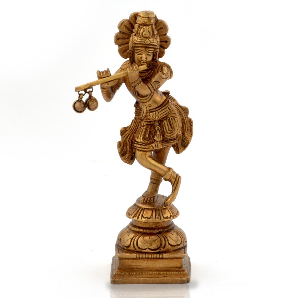 Lord Krishna Pooja Idol in Antique Pure Brass -200