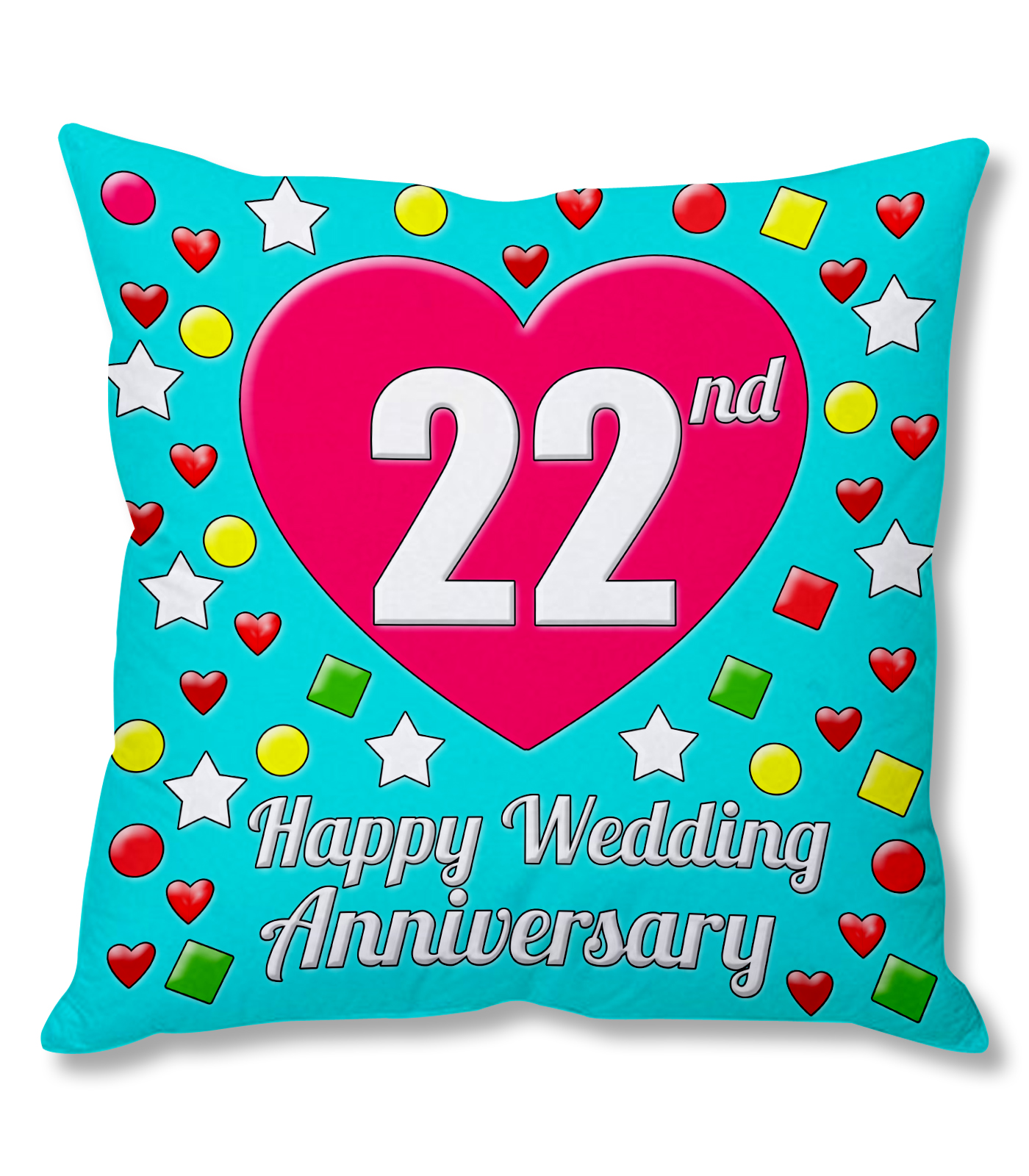 22nd Happy Wedding Anniversary Multi Colour Printed Cushion Cover
