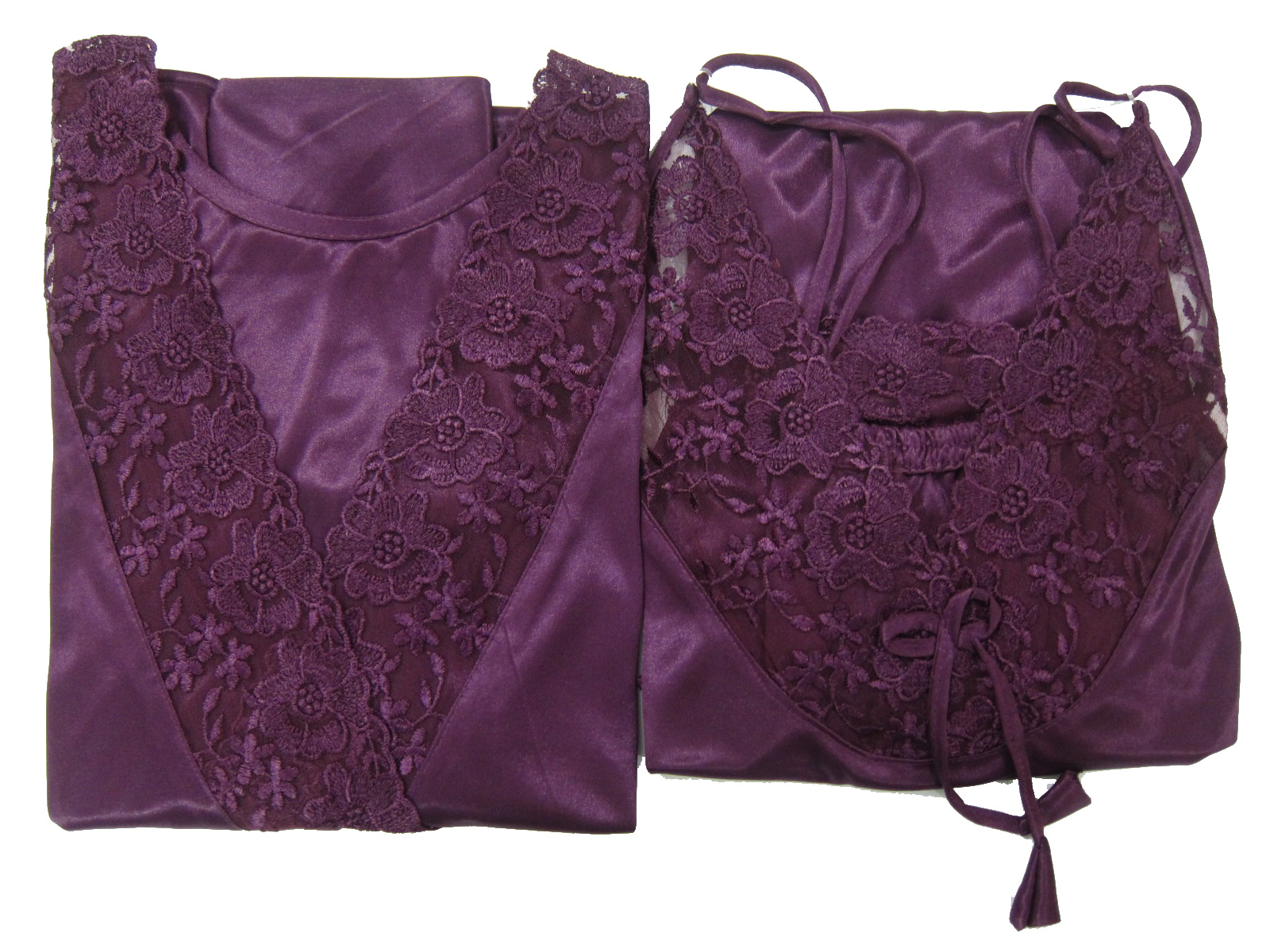 Indiatrendzs Women's Sexy Hot Silk Satin Nighty 2pc Set Purple ...