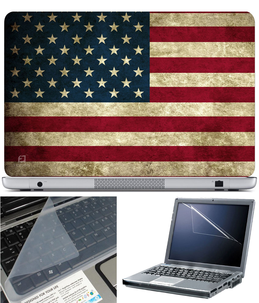 Finearts Laptop Skin 15.6 Inch With Key Guard & Screen Protector - Us Flag
