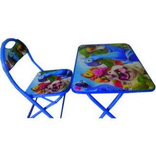 Kids Table and Chair with Bird Cartoon