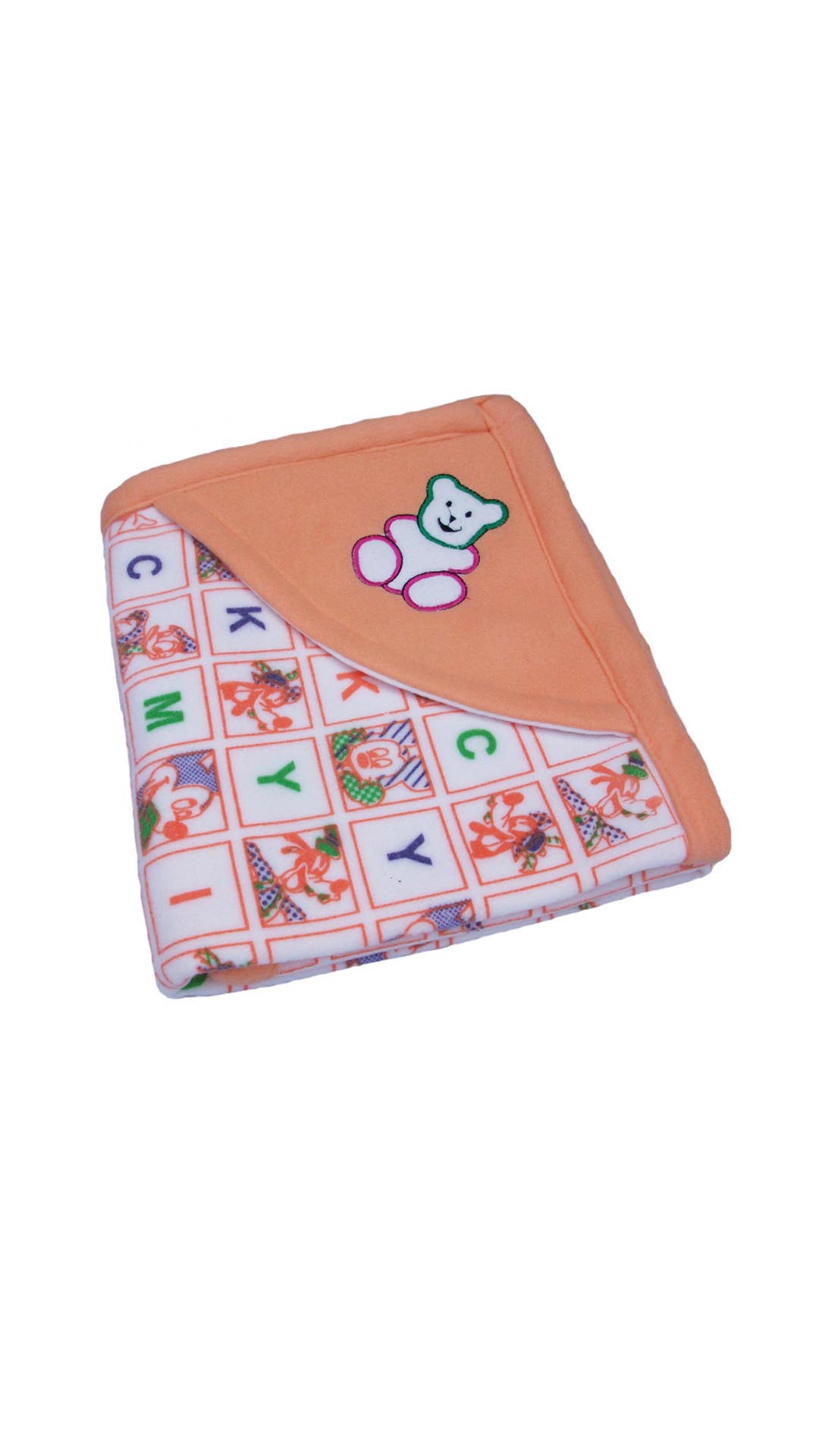 Garg Alphabetical Character Teddy Hooded Design Peach Baby Blanket