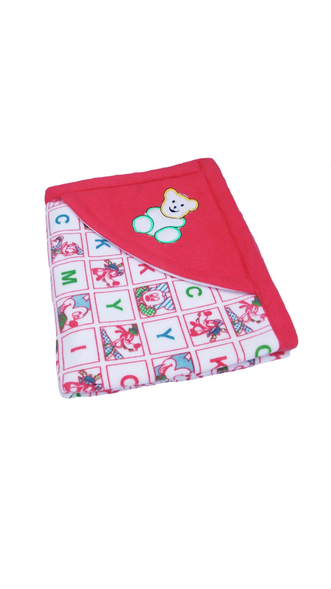 Garg Alphabetical Character Teddy Hooded Design Red Baby Blanket