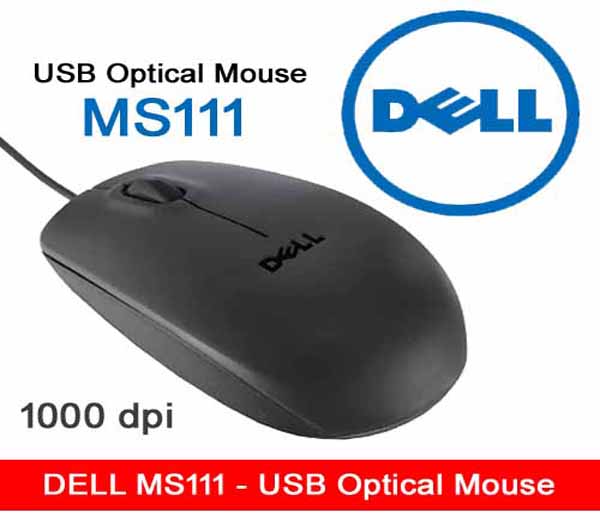 Dell MS111 Optical USB 2.0 Optical Scroll USB Mouse