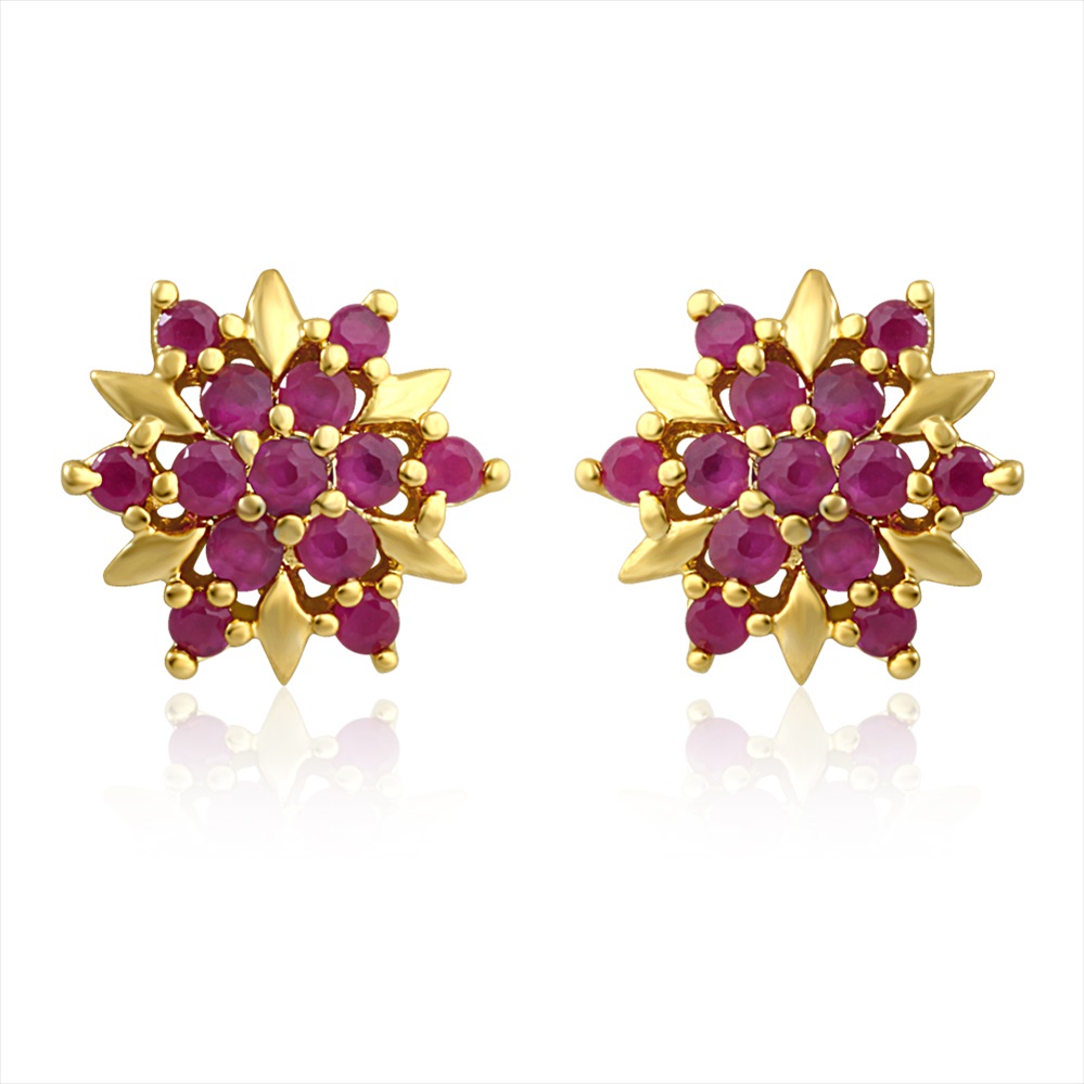 Buy Mahi Gold Plated Red Burst Earrings With Ruby Stones Online @ ₹449 ...
