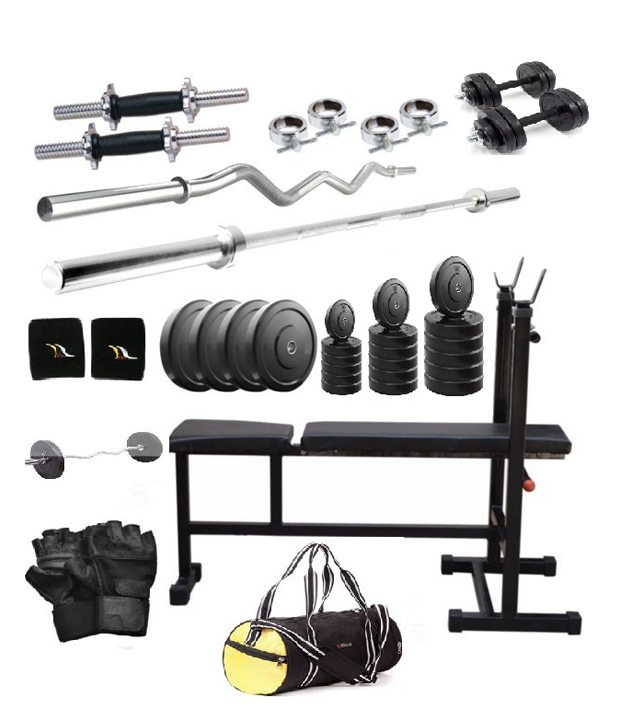 Buy Total Gym 105 Kg Versatile Home Gym Set With2 Dumbbell Rods, 2 Curl ...