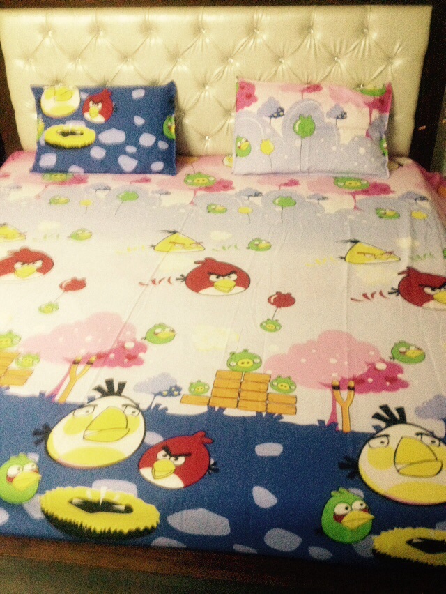 Buy Angry Bird Pink ! Kids Bedsheet With two Pillow Cover Online @ ₹999 ...