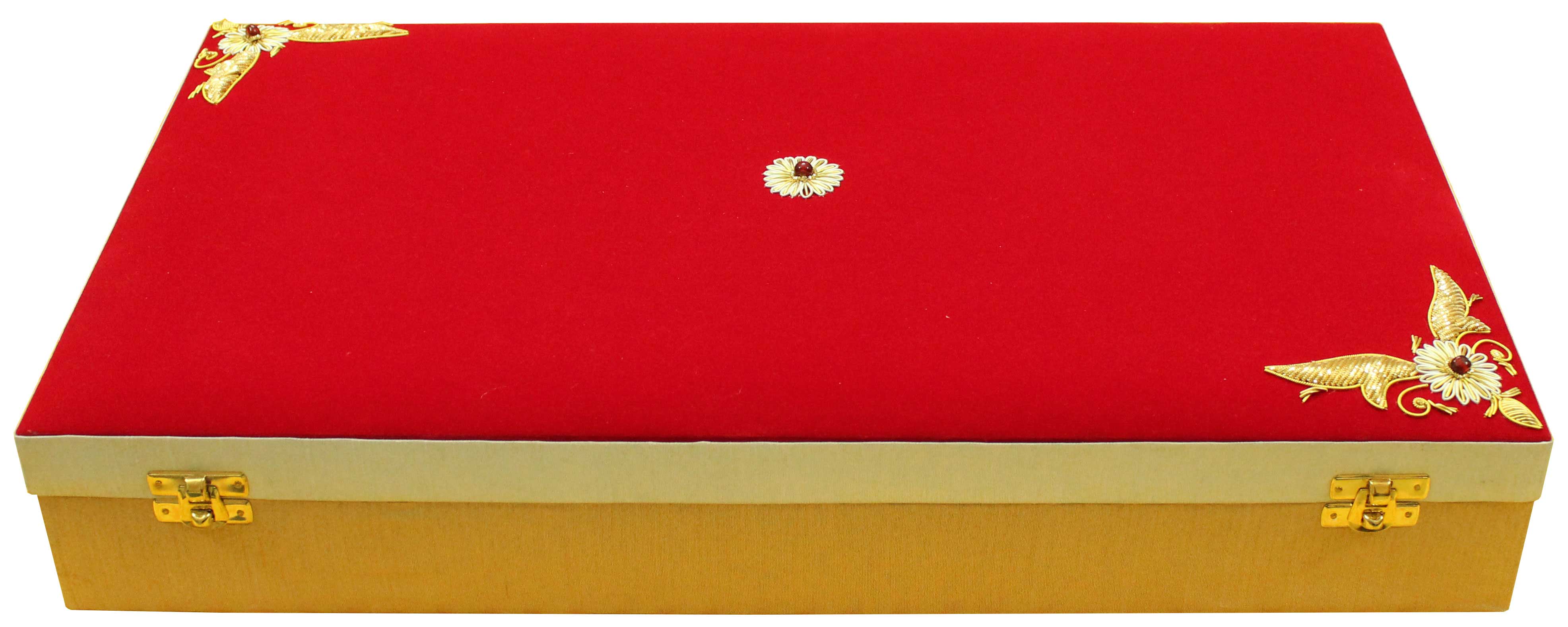 Buy Zari Boxes Trunk Shape Gold Color Silk Fabric Storage And Crockery ...