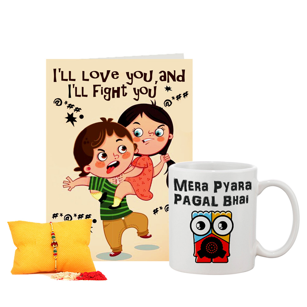 Buy Giftsbymeeta Pagal Bhai Mug Card n Rakhi Online @ ₹399 from ShopClues