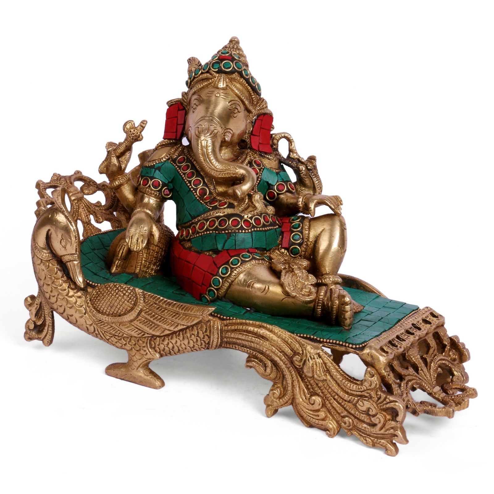 Buy 7hindu God Resting Ganesha Idol Brass Sculpture Lord Ganesh Statue Decor T Online