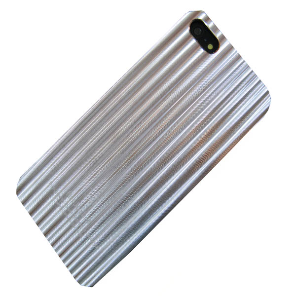Metal Look Vertical Stripes Back Case Cover for Apple iPhone 5 - Silver