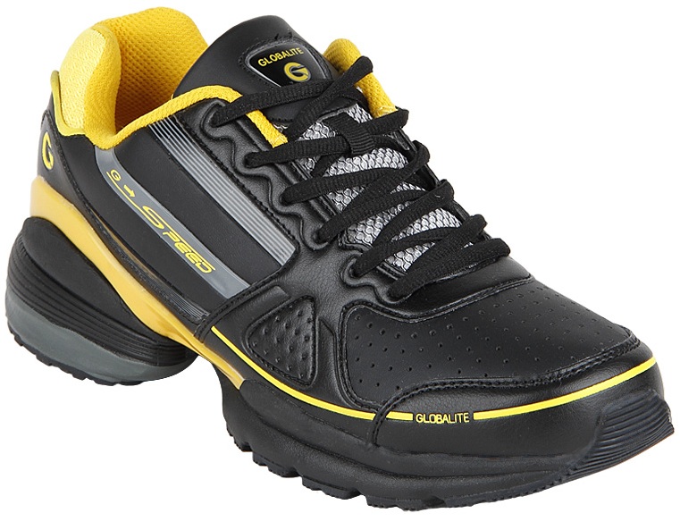 Globalite Mens G-speed-1 Black/Yellow Running Sport Shoes GSC0157
