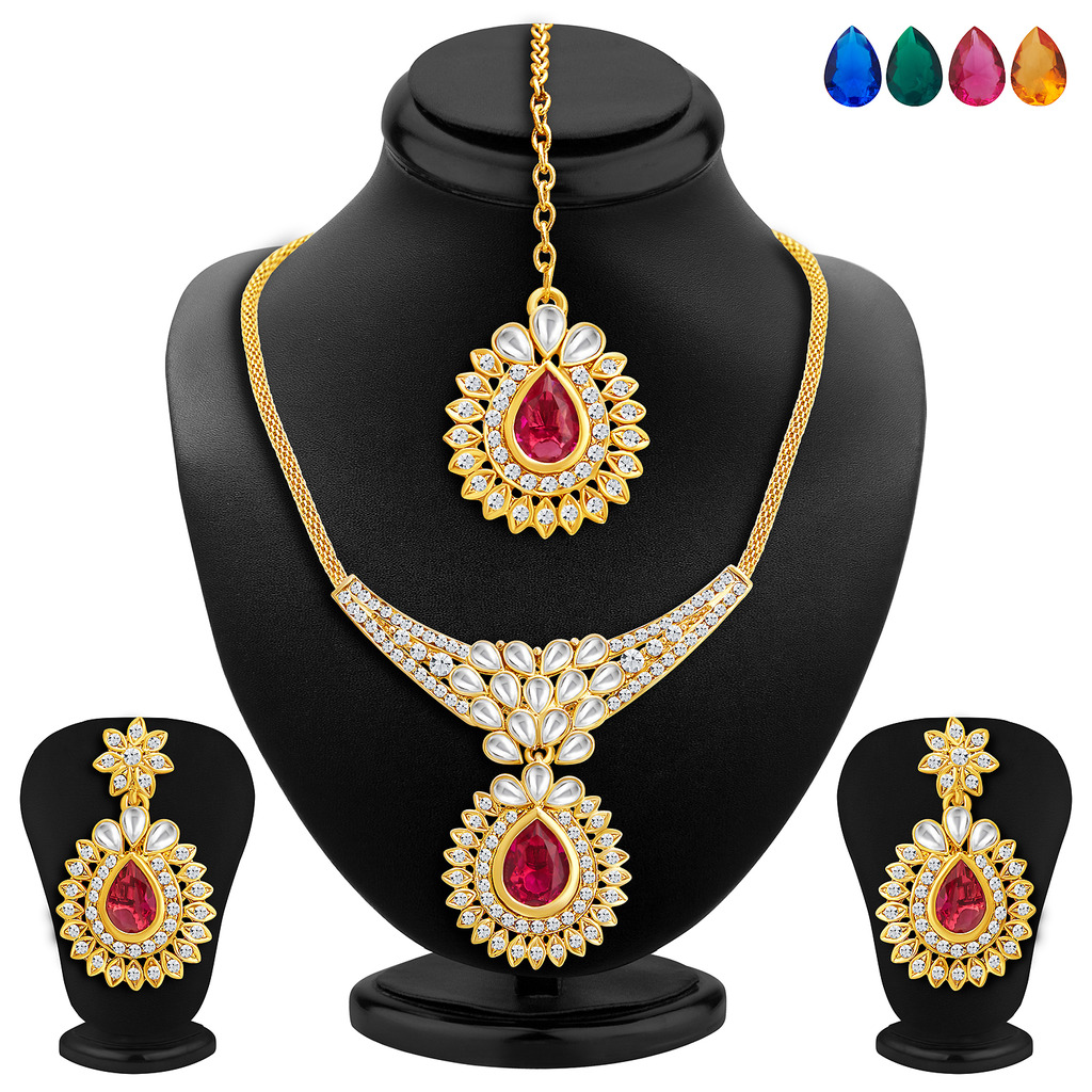 Buy Sukkhi Attractive Gold Plated Ad Necklace Set With Set Of 5