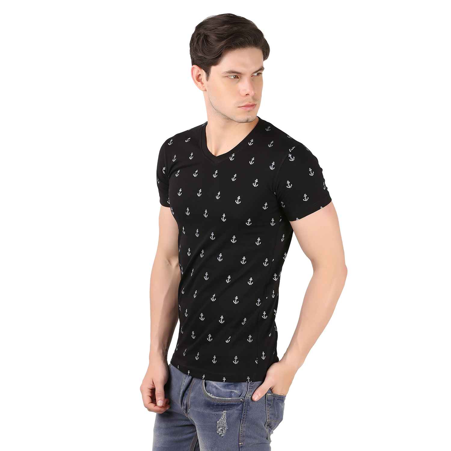Buy A1 Tees Navy Printed Men's T Shirt Online @ ₹199 from ShopClues