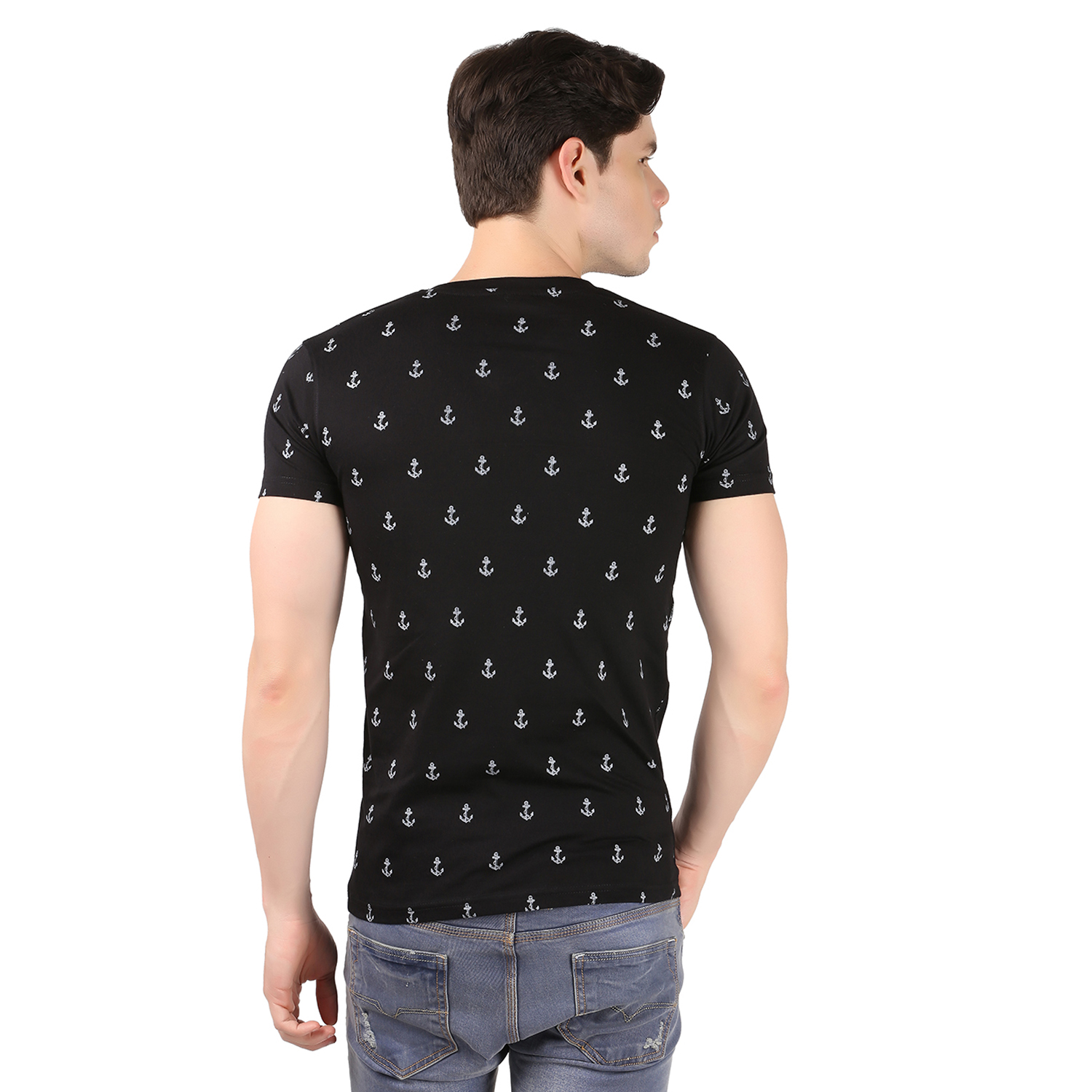 Buy A1 Tees Navy Printed Men's T Shirt Online @ ₹199 from ShopClues