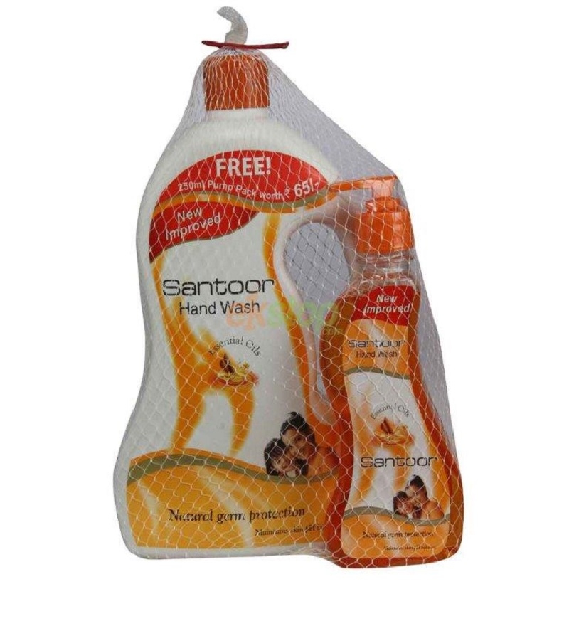 Buy Santoor Handwash Essential Oil (900ml) + 225 ml Pump Pack Free ...