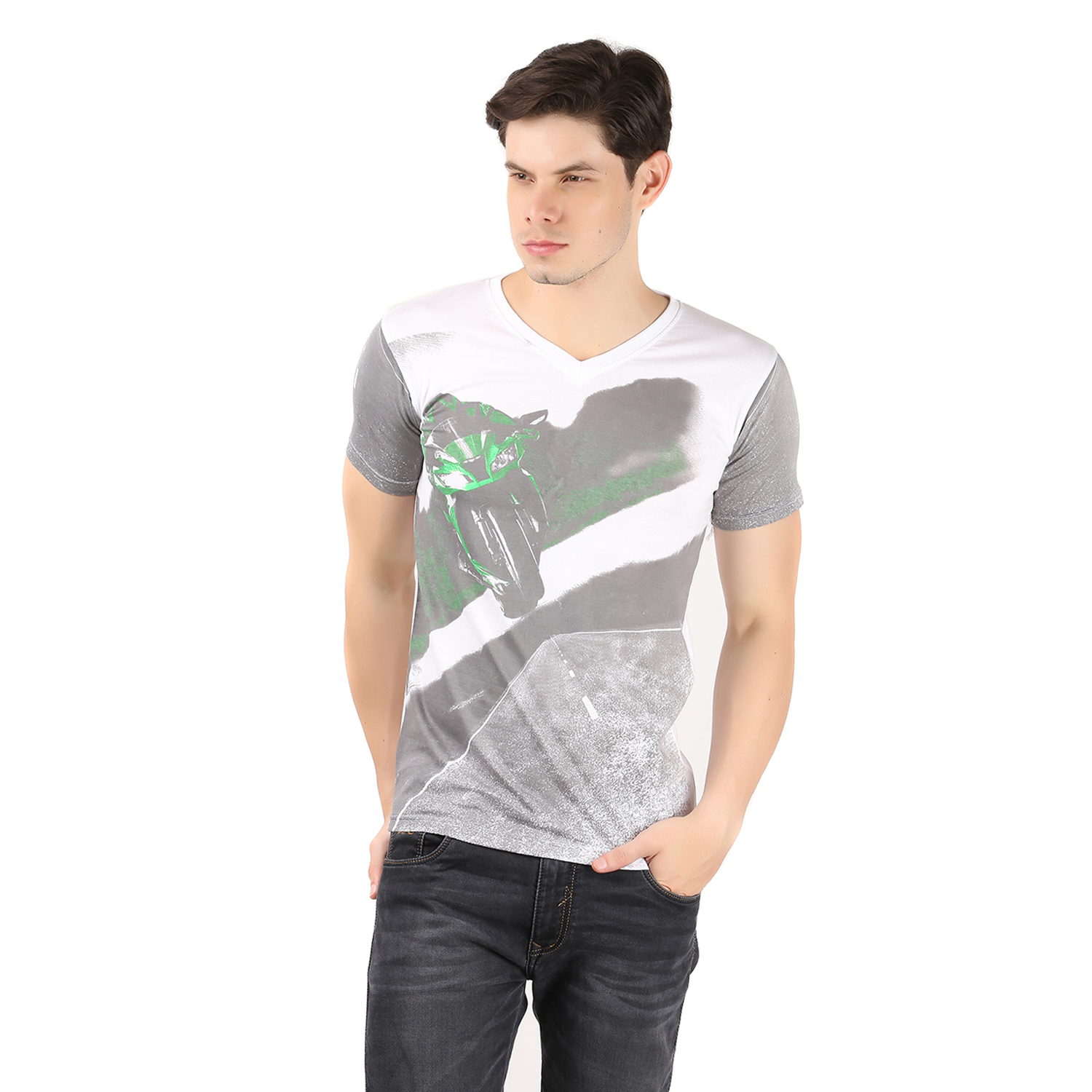 Buy A1 Tees Gray Printed Men's T Shirt Online @ ₹199 from ShopClues