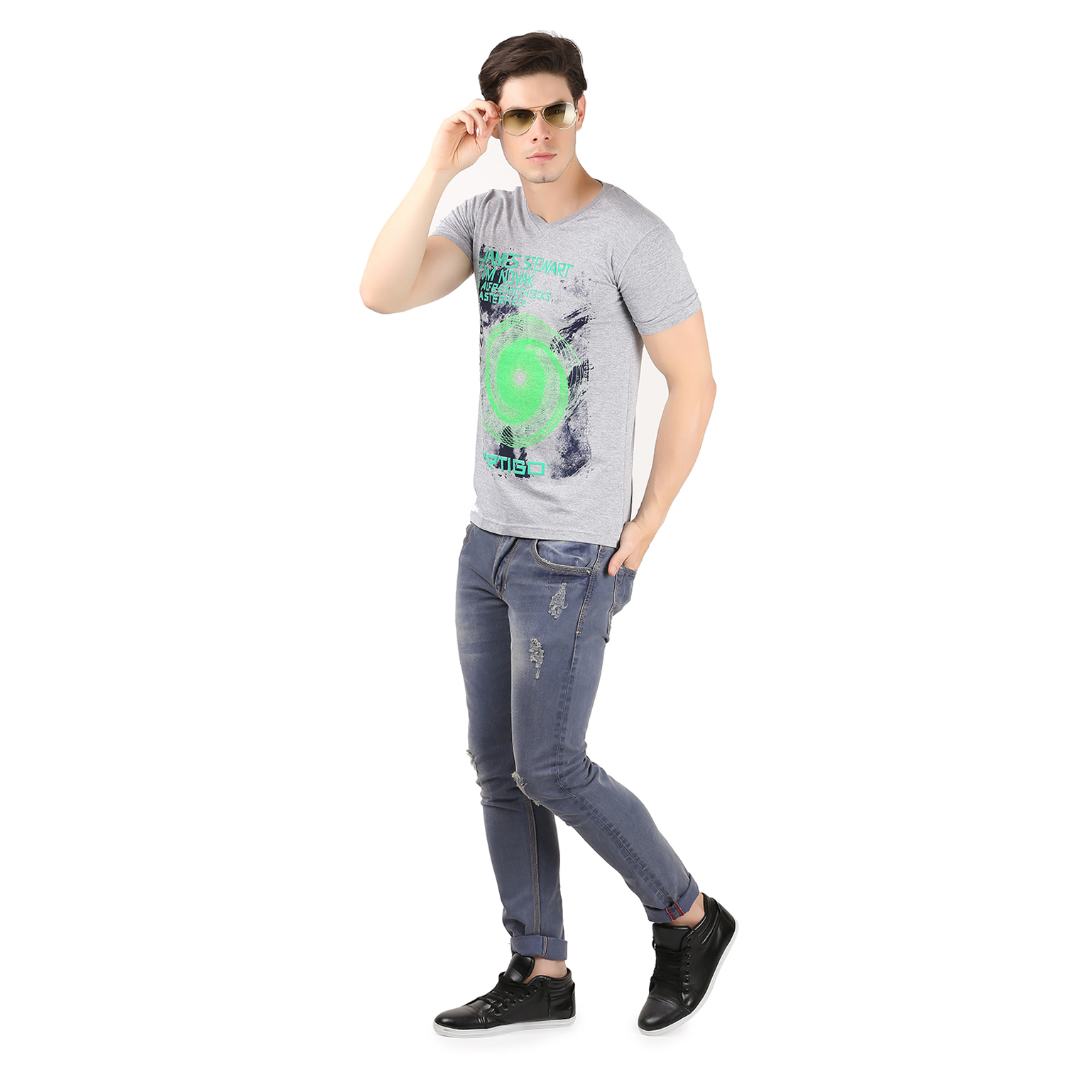 Buy A1 Tees Gray Printed Men's T Shirt Online @ ₹329 from ShopClues