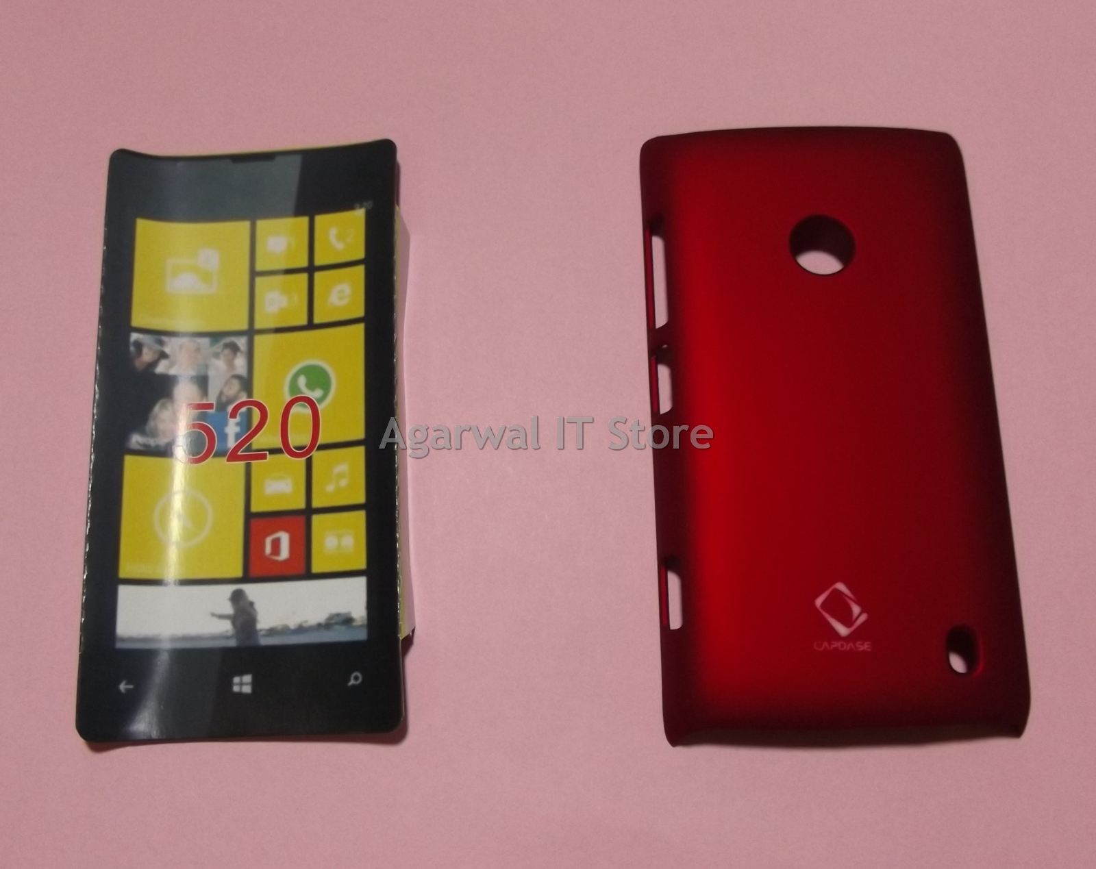 Premium Rubberised Nokia LUMIA 520 RED Hard Back Shell Cover Case Pouch ...