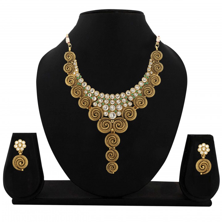 Buy Zaveri Pearls Traditional Designer Necklace Set For Women Zpfk05