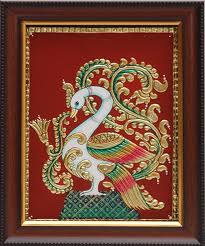 Buy Gaga Tanjore Painting - Red Anna Paravai - 19" x 16" Online ...