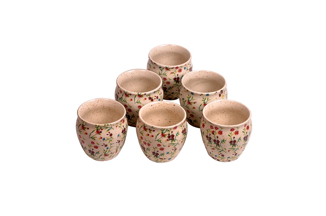 Buy Off White Floral Printed Kulhar Cups (Set of 6) Online @ ₹655 from ...