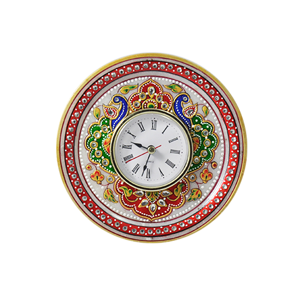 Buy Indian Handicraft Marble Alarm clock with Embosed Painting and ...
