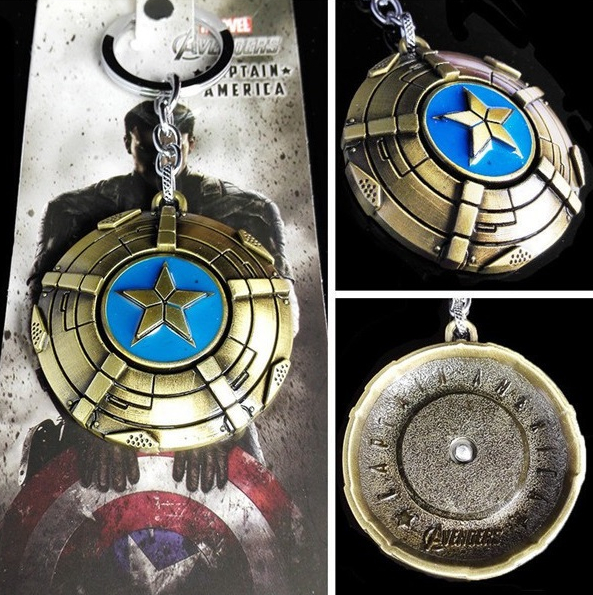 Buy The Avengers Captain America Shield 3D Logo Gold 5cm Metal Keychain ...