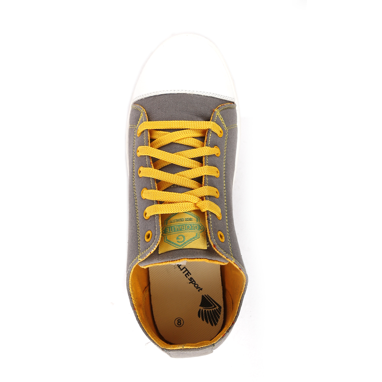 Globalite Mens Grey Yellow Lace-Up Casual Shoes