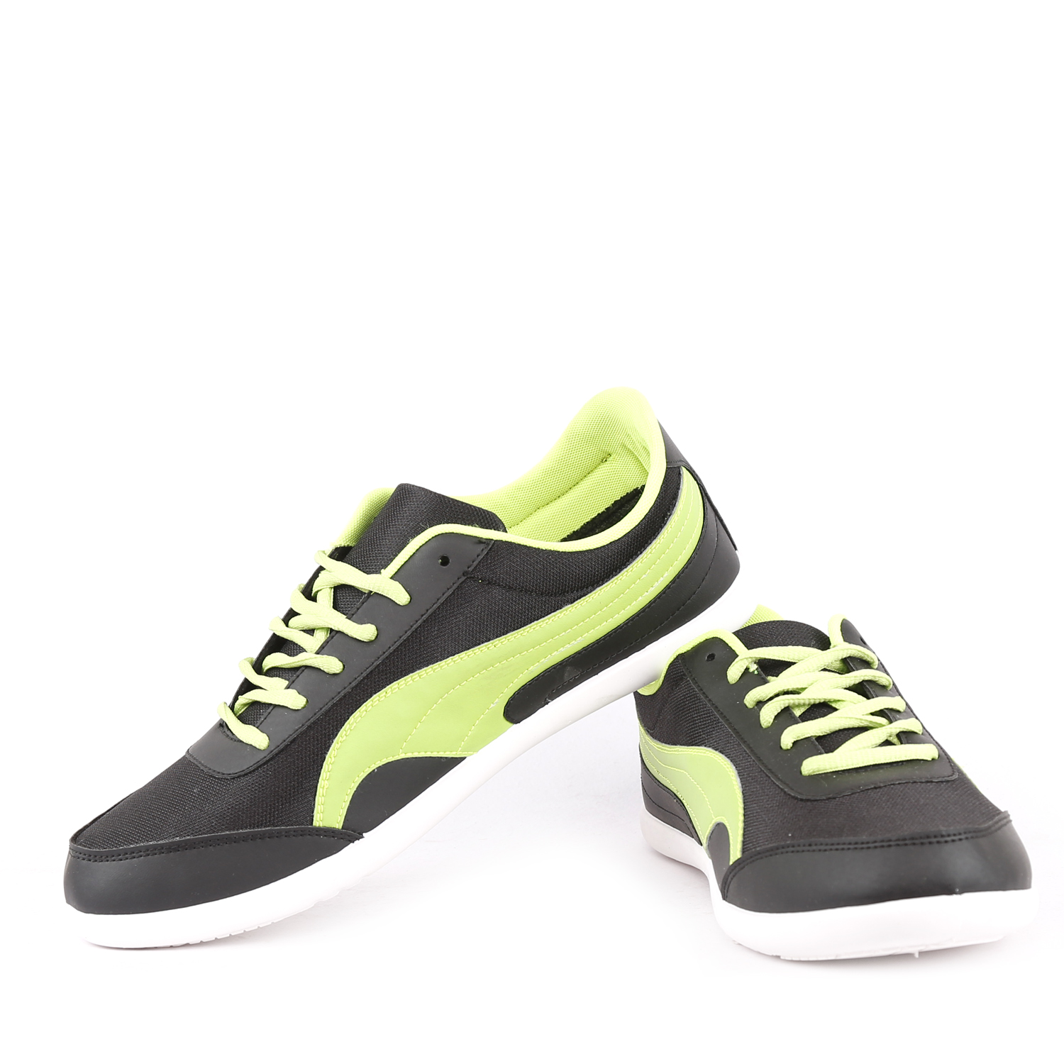 Globalite Mens Black Yellow Lace-Up Casual Shoes