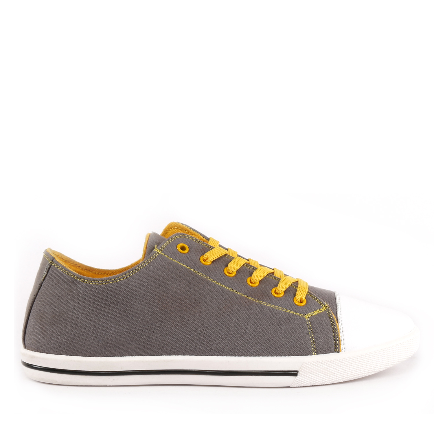 Globalite Mens Grey Yellow Lace-Up Casual Shoes