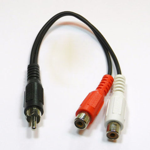 RCA Plug Male to 2 RCA Jacks Female Splitter Audio Video Adapter Cable ...