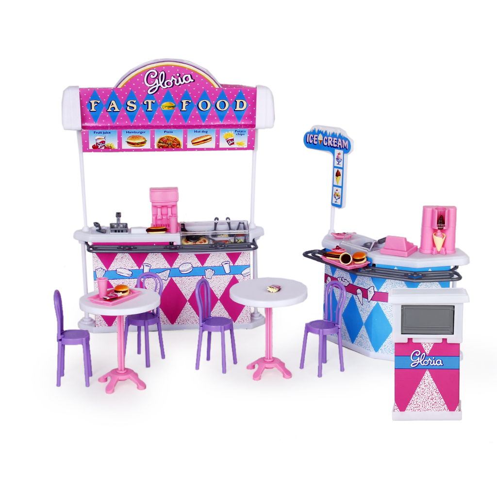 Buy Plastic Gloria Dollhouse Furniture Fast-Food Restaurants Play Set ...