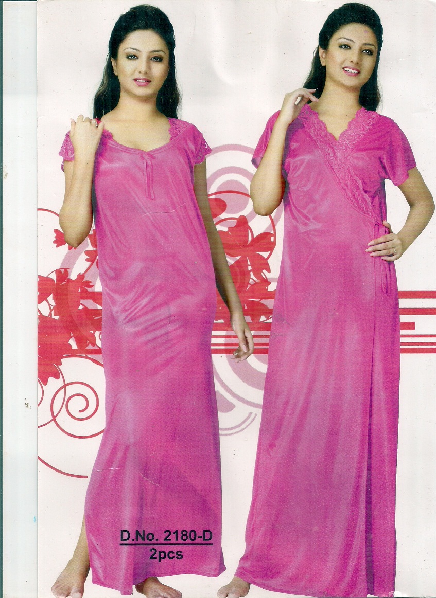 Buy Womens Sleep Wear 2pc Nighty Over Coat Rose Pink Bedroom Set Online ...