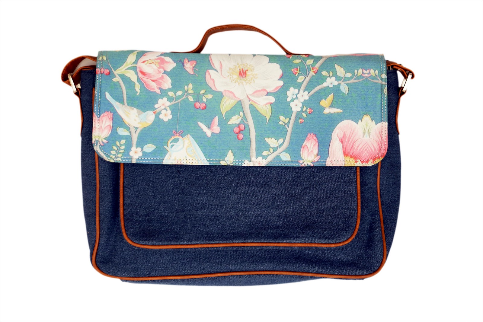 Buy Shor Sharaba Denim Tea Cup Multicolor Magnit Button Satchel Bags ...