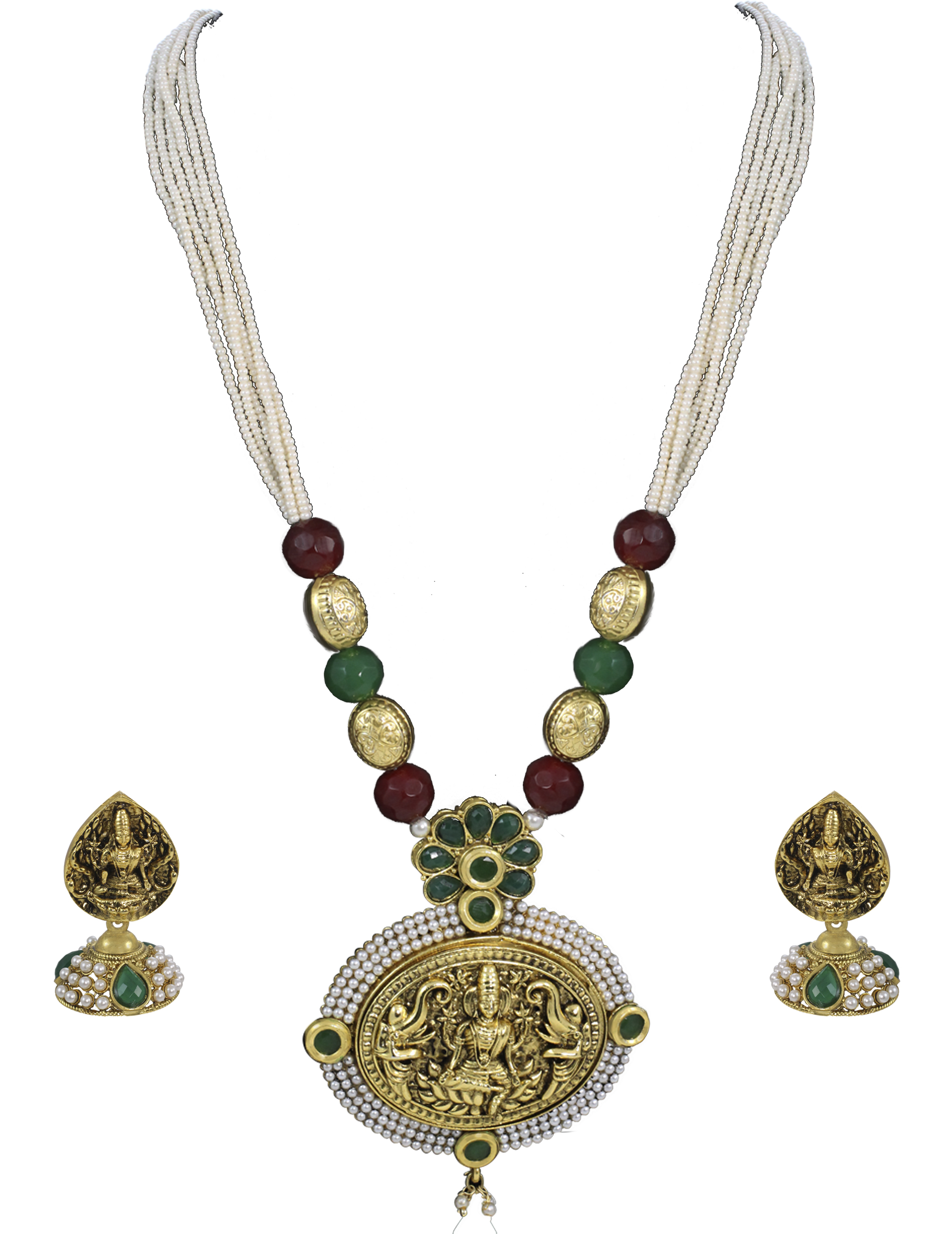 Buy Zaveri Pearls Goddess Moti Ratna Antique Necklace Set-ZPFK4127 ...