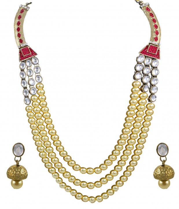 Buy Zaveri Pearls Grand Pearl Kundan Rani Haar Necklace Set Zpfk4147