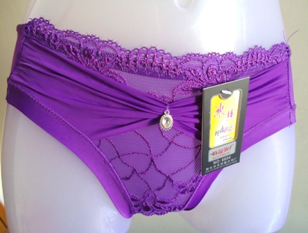 DESIGNER BRIDAL PURPLE SATIN LACE PANTY THONG WITH STONE