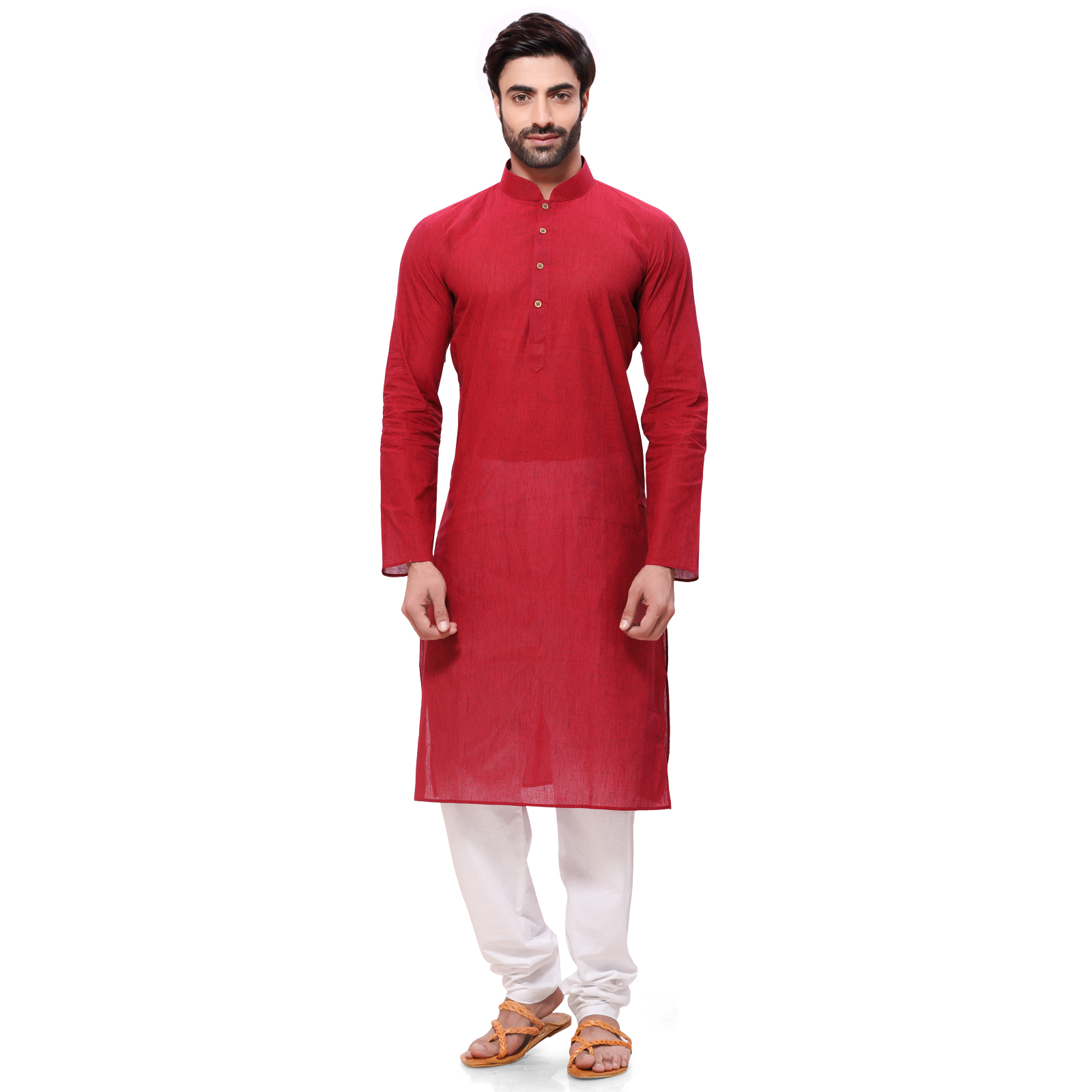 Buy RG Designers Mens Handloom Red Kurta Online @ ₹1159 from ShopClues