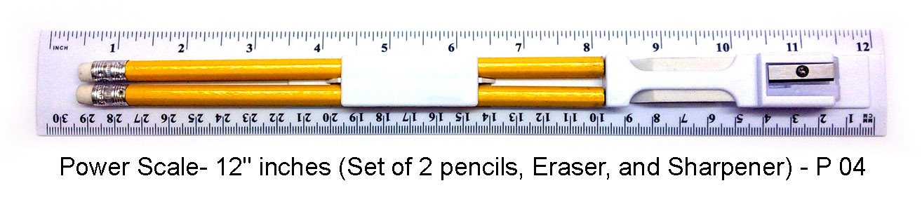 Power Scale- 12″ inches (Set of 2 pencils, Eraser, and Sharpener) at ...