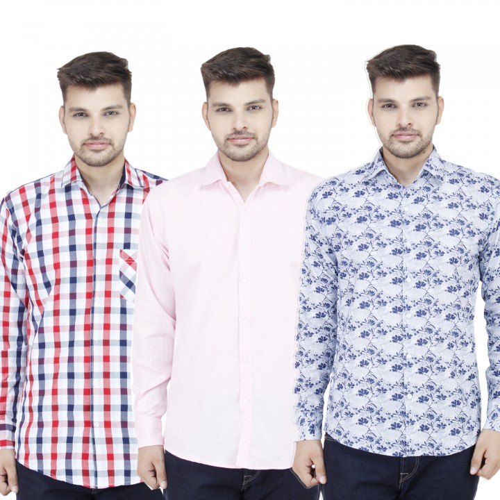 Buy Multicolor Shirts For Men (Pack Of 3) Online @ ₹1699 from ShopClues
