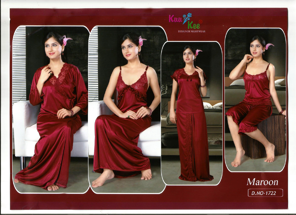 Buy Bridal Honeymoon Mehroon 6 pc nightwear pyjama night suit lungi ...