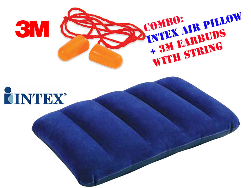 Combo Of Intex Travel Rest Air Pillow & 3M Earbuds with String
