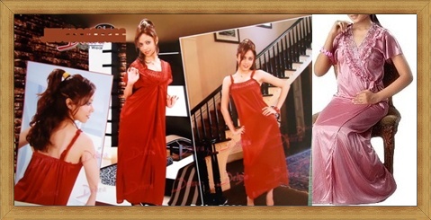 DESIGNER HONEYMOON ONION NIGHTWEAR 2 PIECE IN NET & SATIN LYCRA