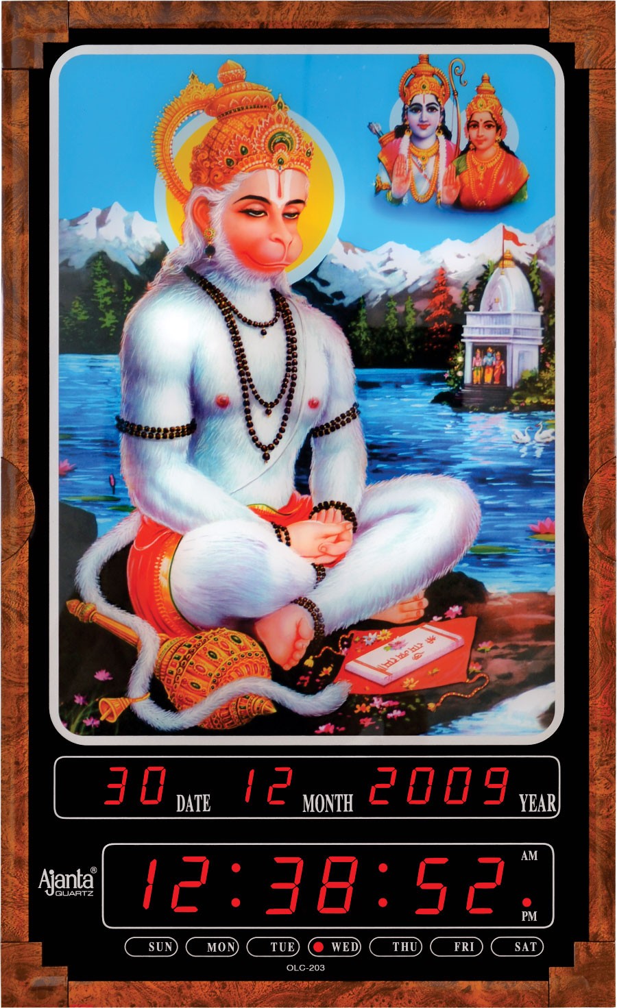 Ajanta LED Digital Wall Clock with Lord Hanuman image - OLC- 203