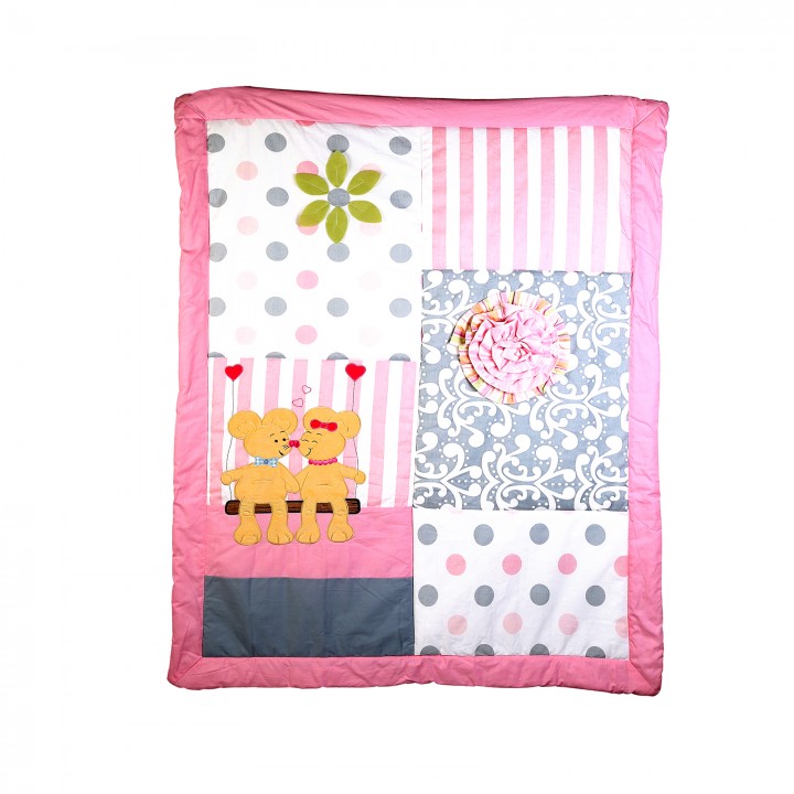 Buy Baby Oodles Baby Quilt With Teddy Bears And Rose Theme Online ...