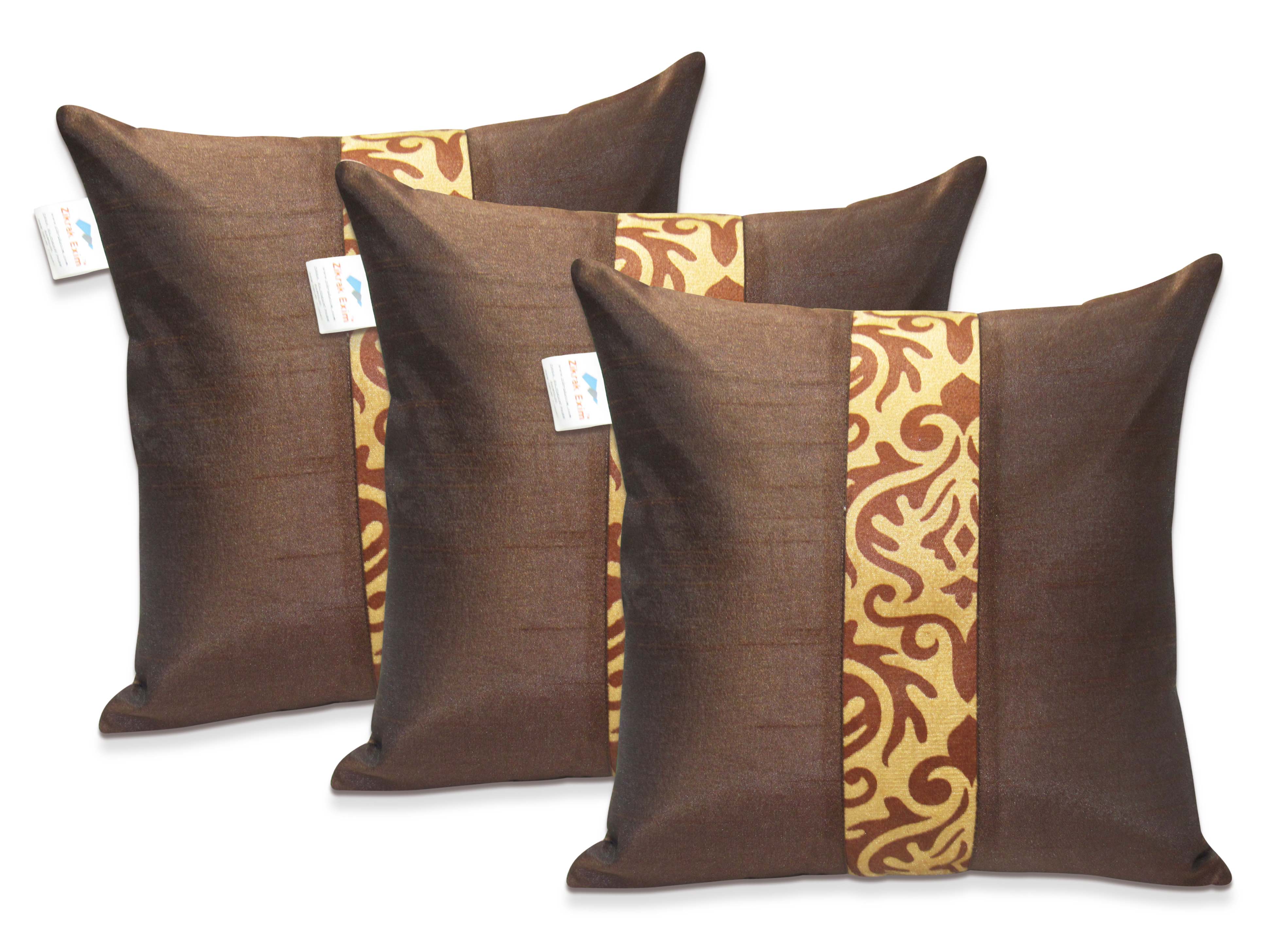 Buy Zikrak Exim Brown Polyester Cushion 11 X 13 Inches (Combo Of 3 ...